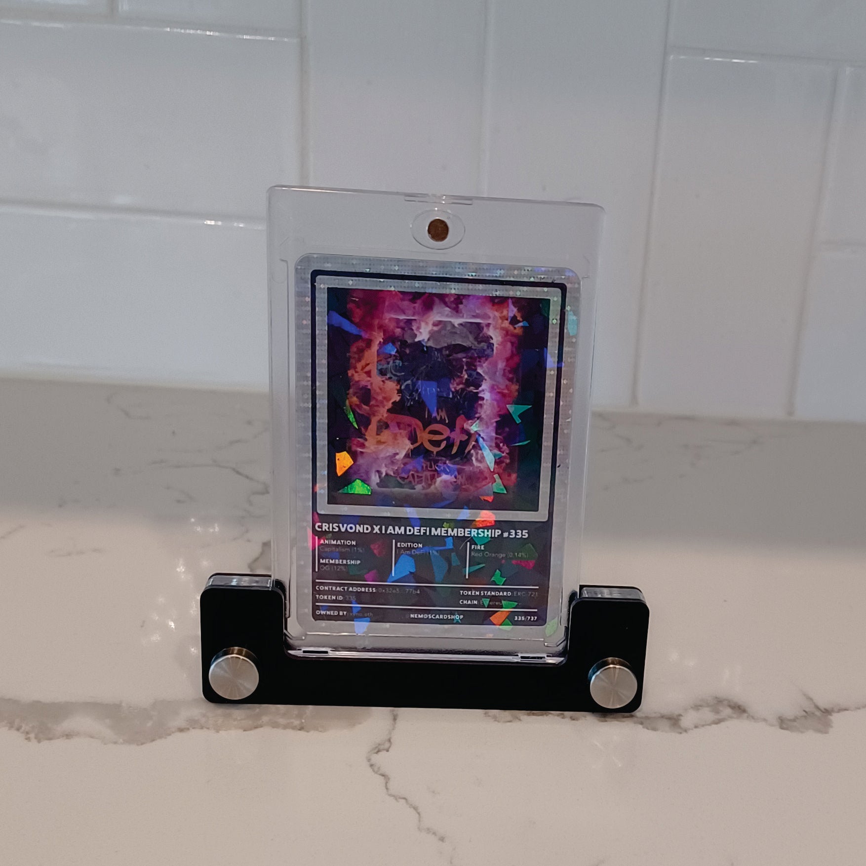 NFT Foil Trading Card Slab with Chrome and Acrylic Display Stand-Magne ...